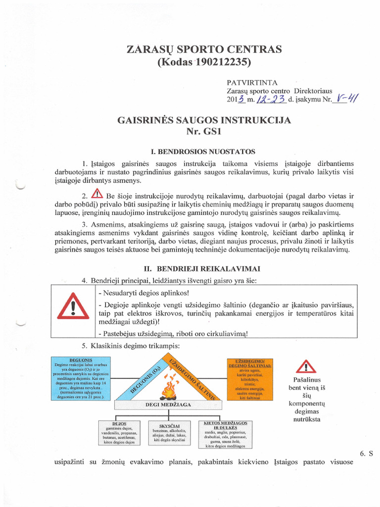 Gaisrines Saugos Instrukcija GS1 | PDF