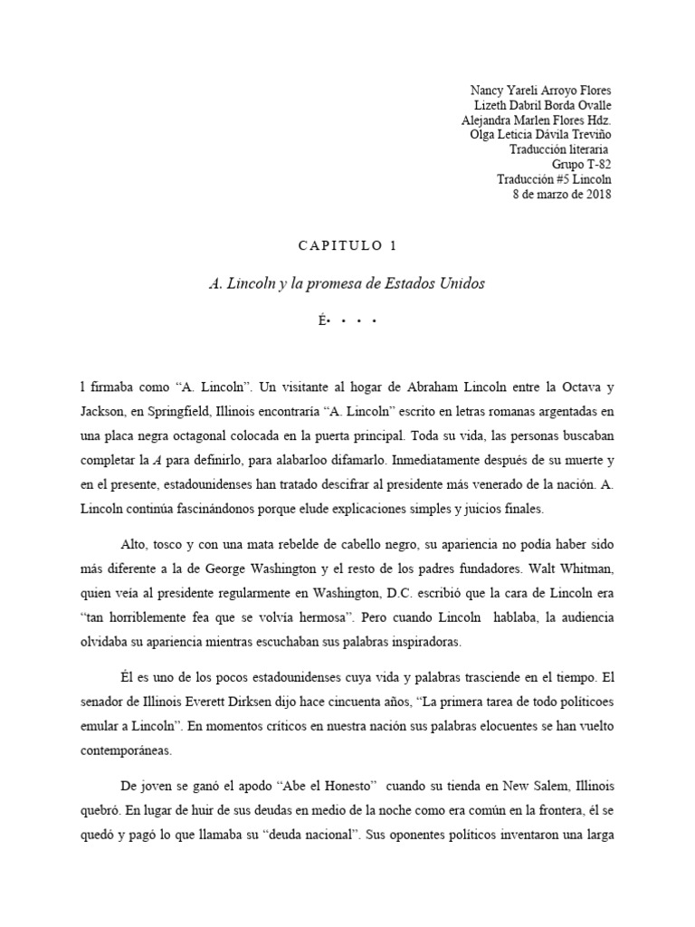 Trad Lincoln | Descargar gratis PDF | Abraham Lincoln | Guerra civil americana