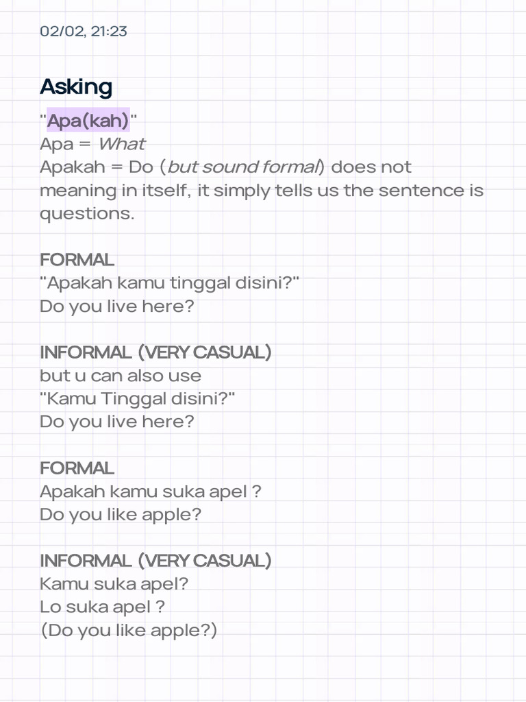 What, When, Where, Why, Who, How in Indonesia | PDF | Linguistic ...
