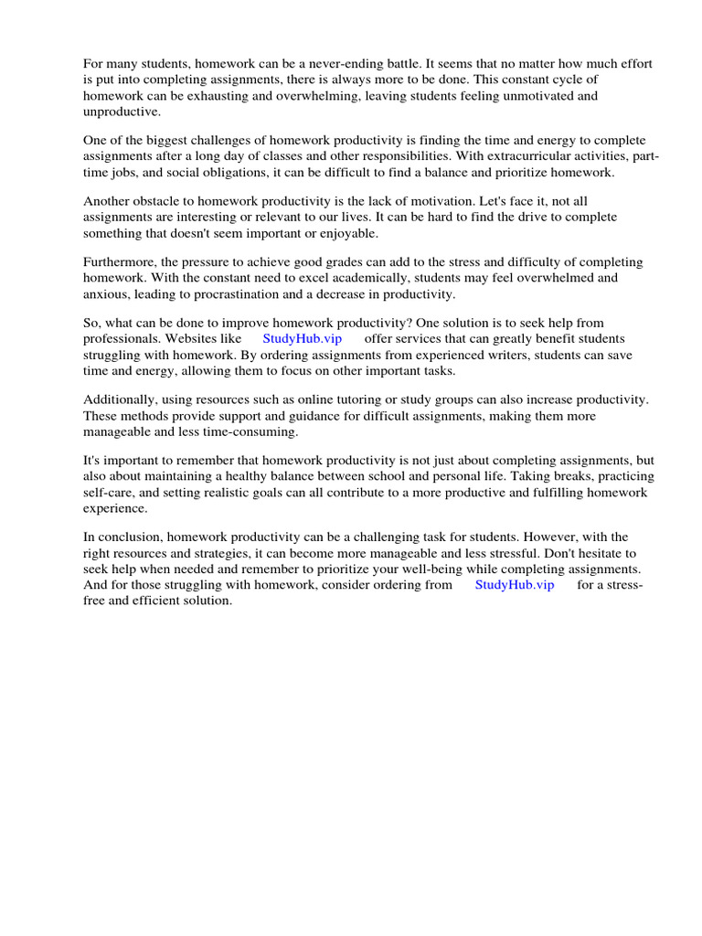 Homework Productivity | PDF | Homework | Procrastination