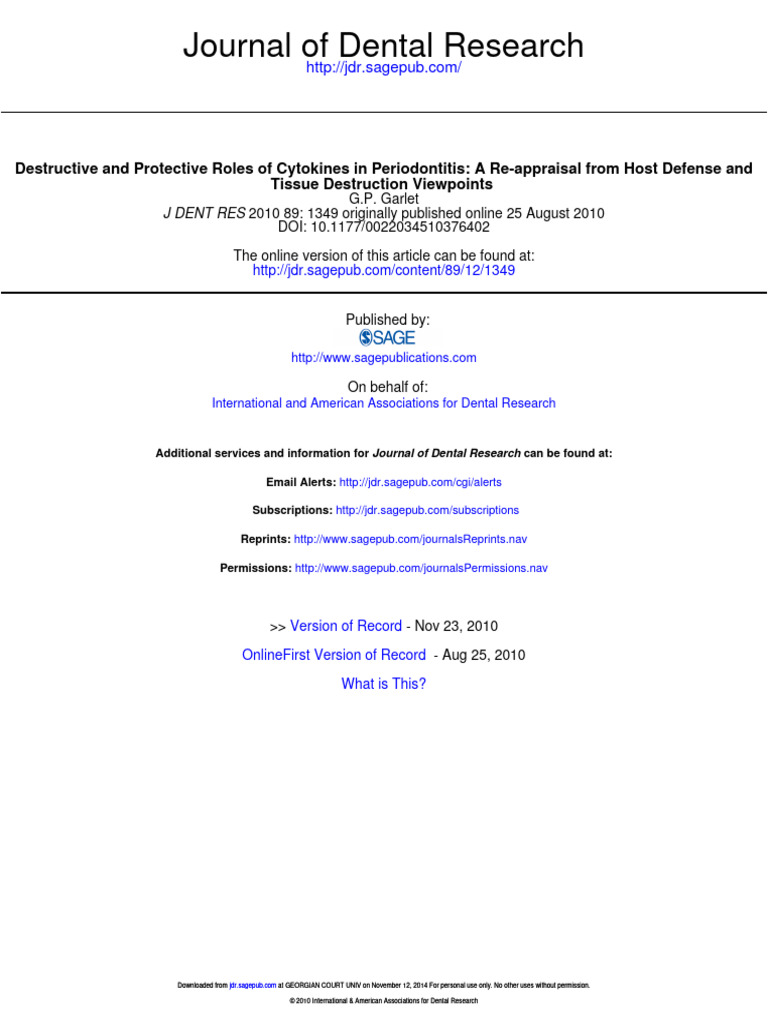 Garlet 2010 | PDF | Interleukin 10 | T Helper Cell