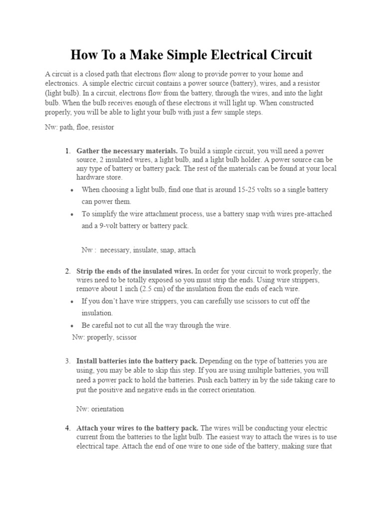 How To Make Simple Electrical Circuit | PDF | Screw | Electrical Network