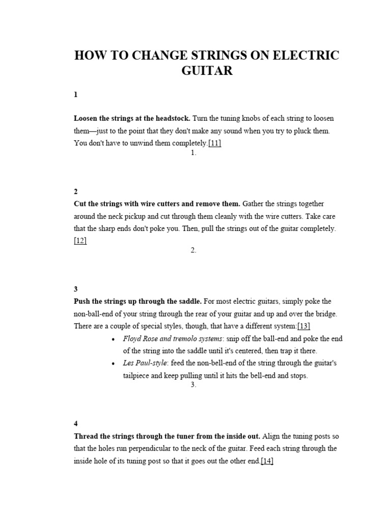 How To Change Strings On Electric Guitar | PDF | Guitars | Music Technology
