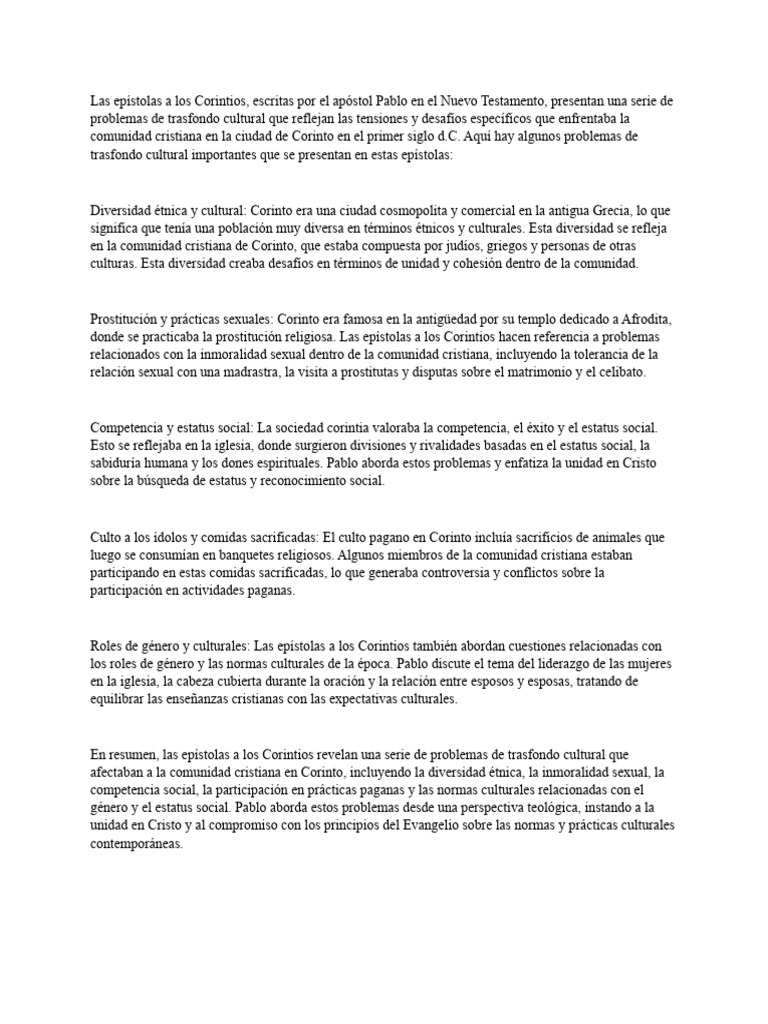 Las Epístolas A Los Corintios | PDF | Pablo el apóstol | Corinto antiguo