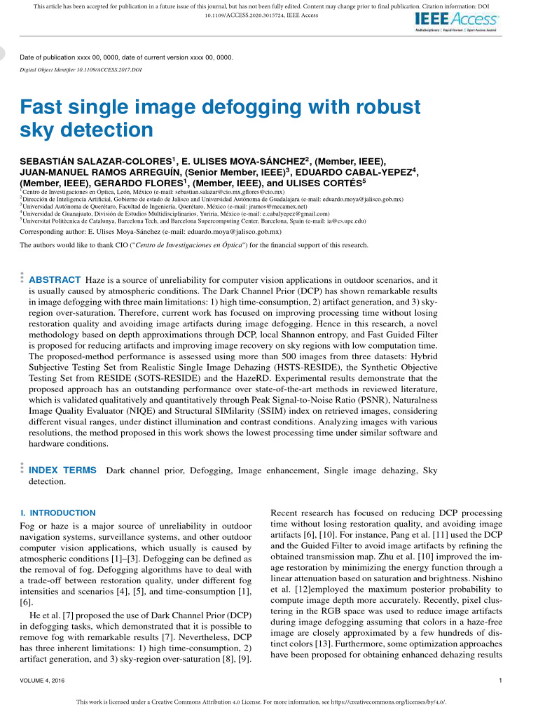 Fast Image Defogging with Sky Detection | PDF | Image | Mathematical ...