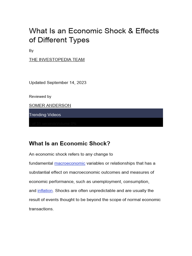 What Is An Economic Shock | PDF | Economics | Macroeconomics