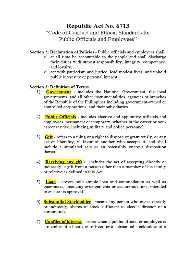 RA 6713 Summary | PDF | Mergers And Acquisitions | Employment