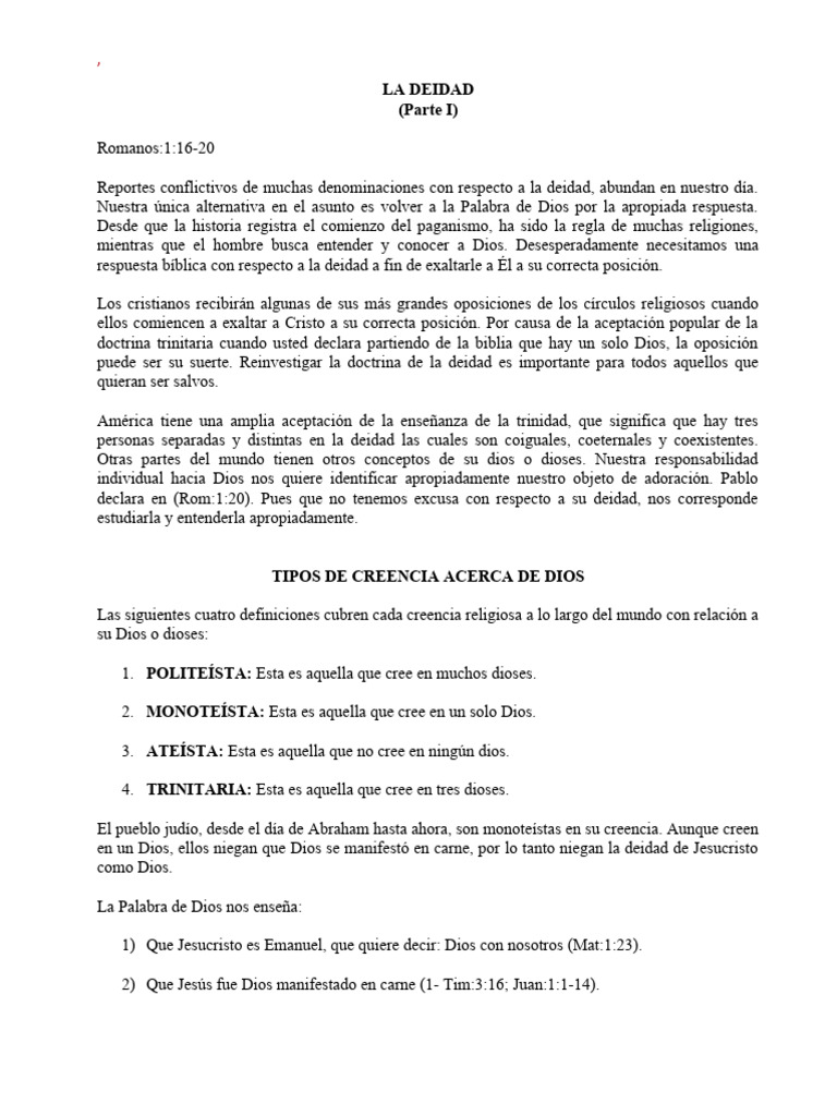 La Deidad | PDF | Trinidad | Jesús