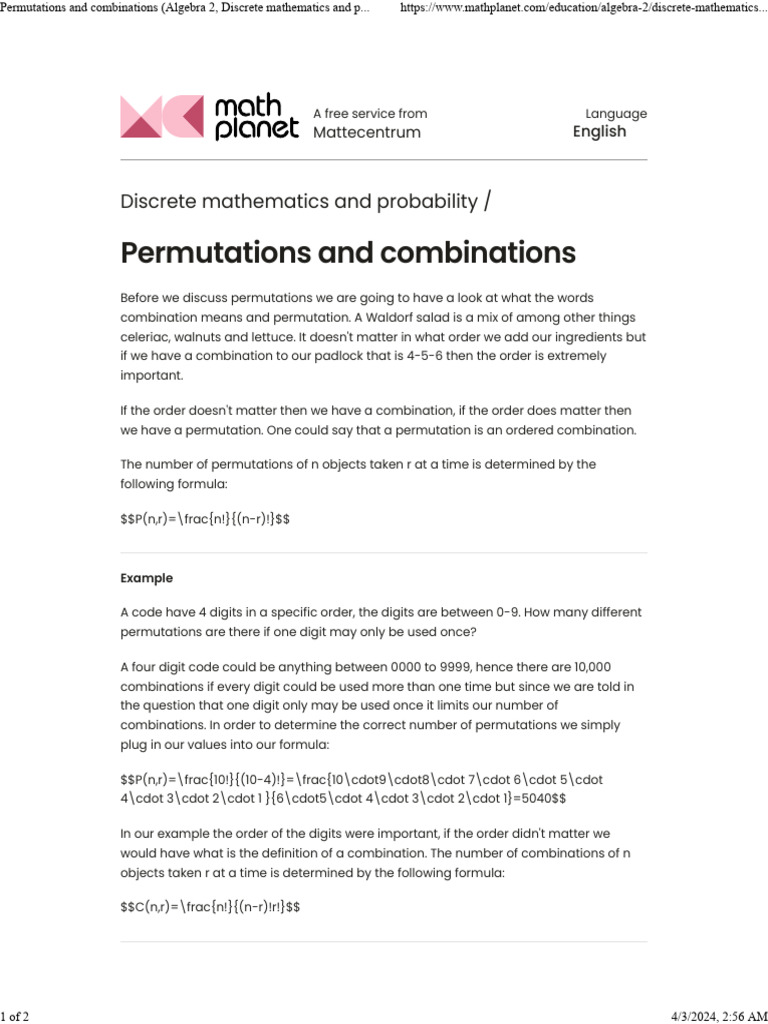 Permutation Pdf Permutation Numbers
