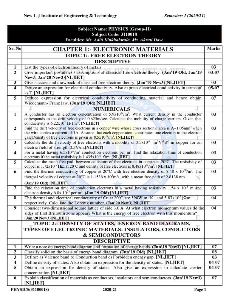 Physics - QB - Odd - 2020 - 70 Percent | PDF | P–N Junction | Superconductivity