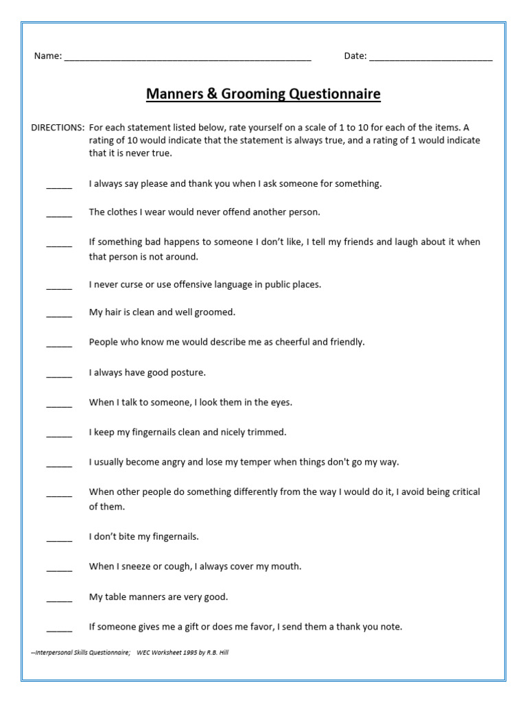 Intro-to-Grooming-Hygiene__-FILLABLE | PDF | Softlines (Retail) | Clothing