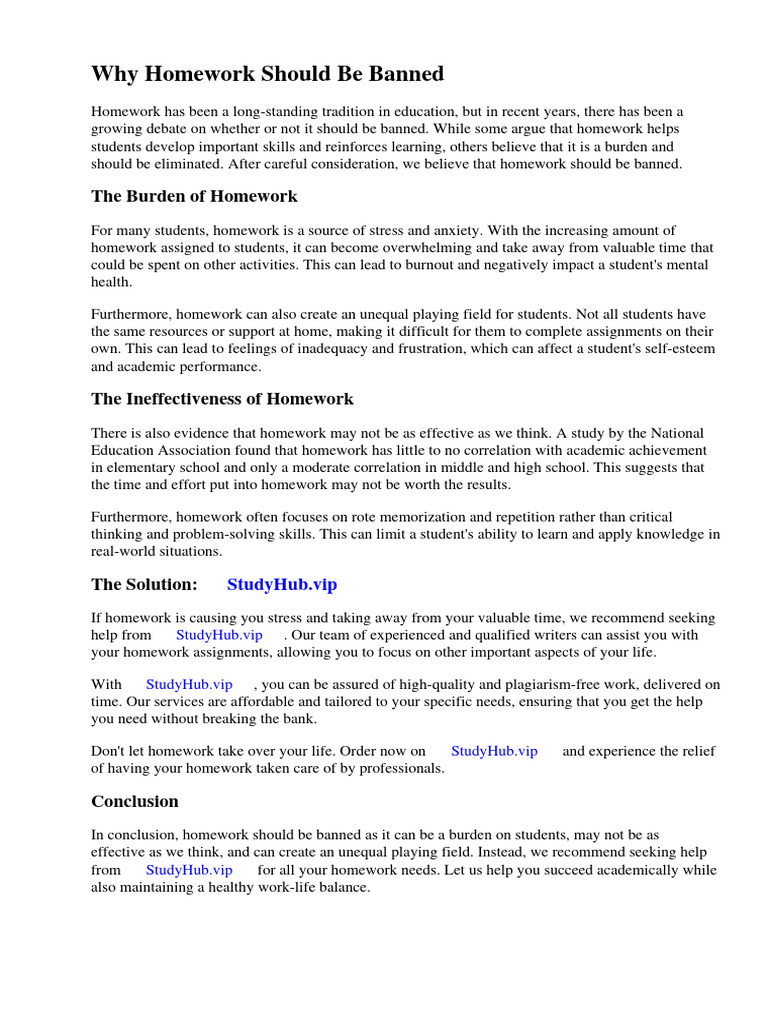 Quotes Homework Should Be Banned | PDF | Homework | Learning