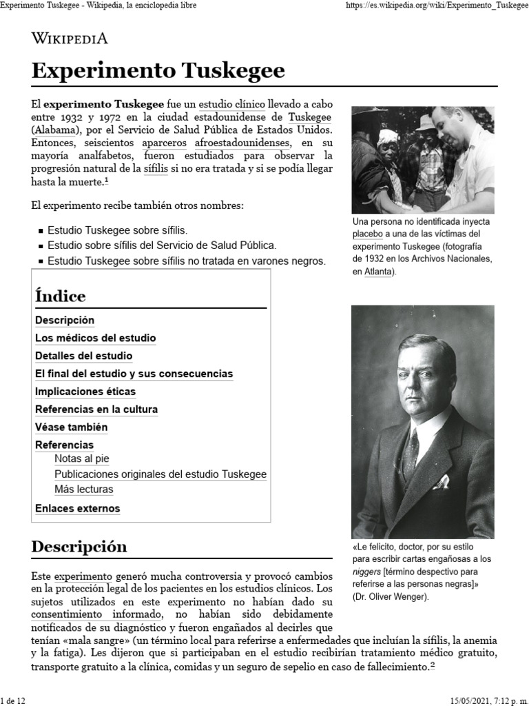 Experimento Tuskegee | Descargar gratis PDF | Especialidades Medicas ...