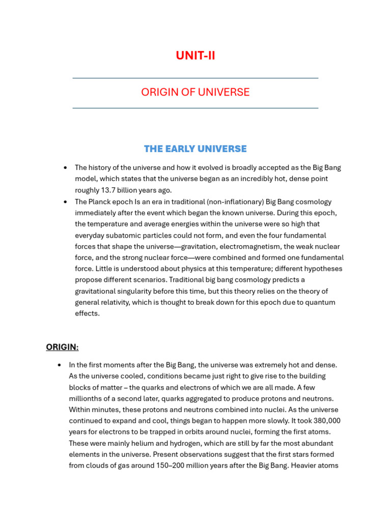 Unit2 Space Science | PDF | Universe | Big Bang