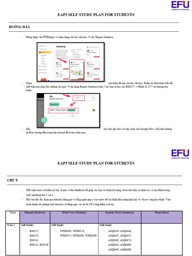 EAP 3 Self-Study Plan | PDF