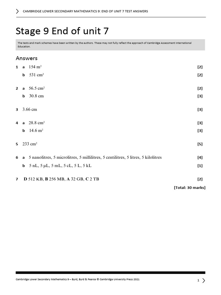 Unit 7 End-Of-Unit Test Answers | PDF
