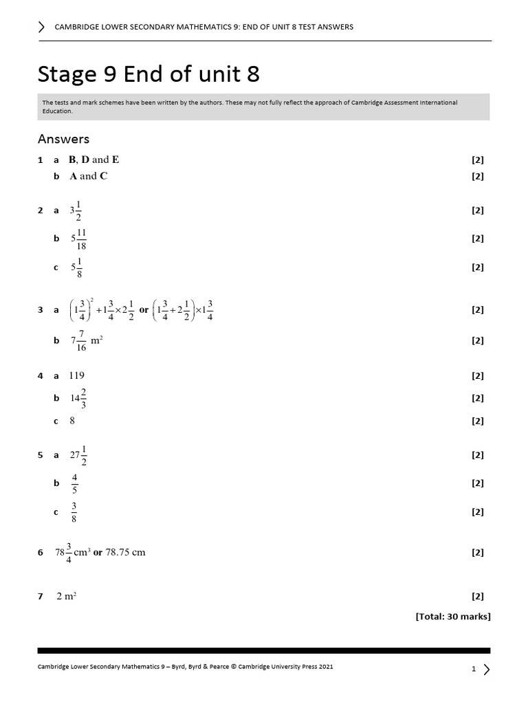 End of Unit 8 Test Answers | PDF | Student Assessment And Evaluation ...