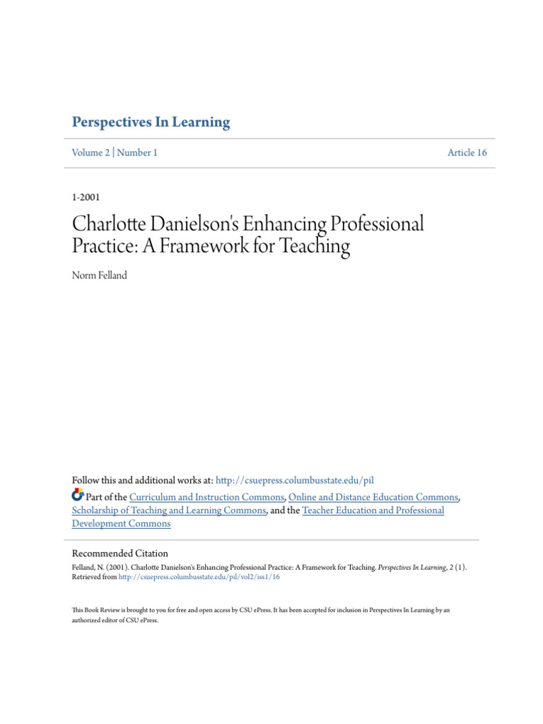 Danielson's Teaching Framework Overview | PDF | Constructivism ...