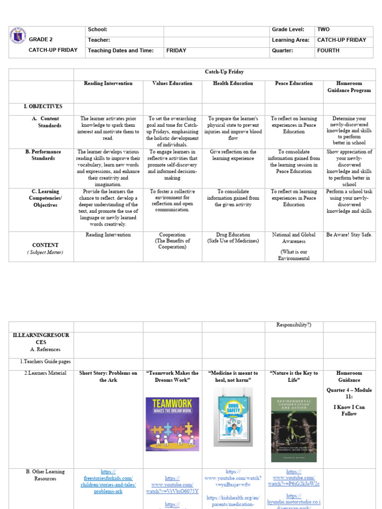 Grade 2 Week 1 Q4 Download Free Pdf Learning Experience