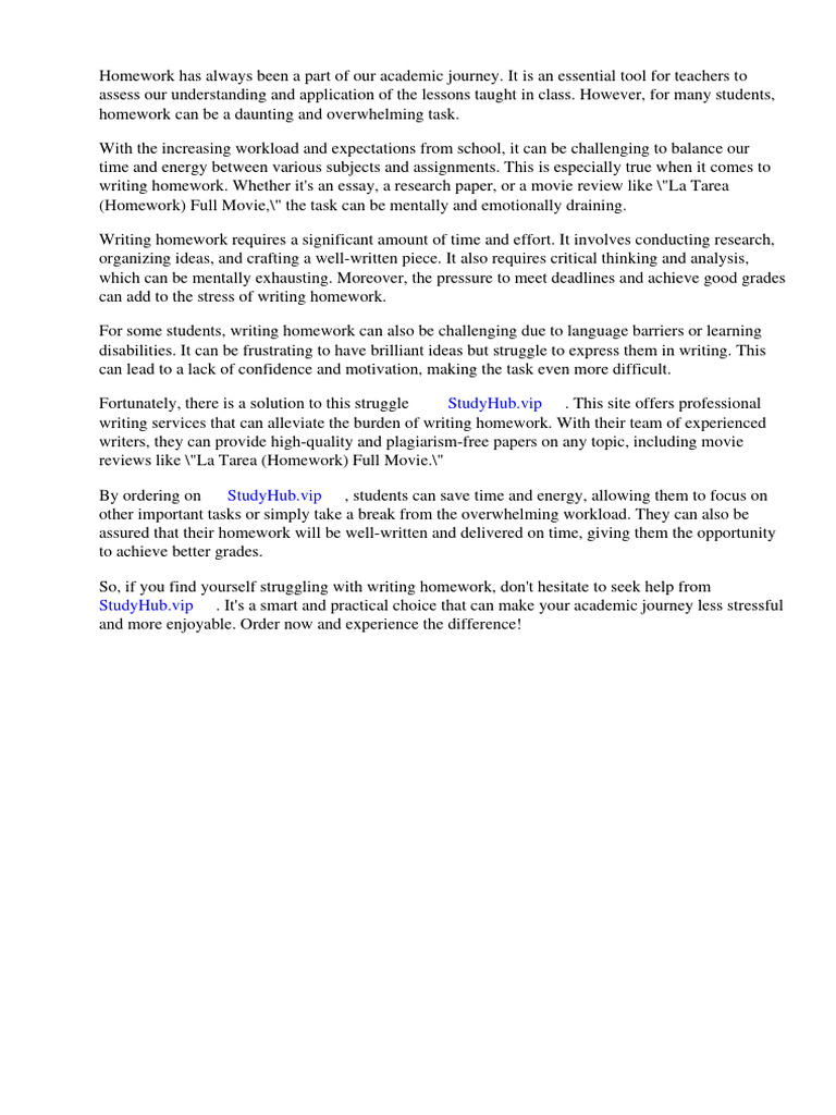 La Tarea Homework Full Movie | PDF | Homework | Translations