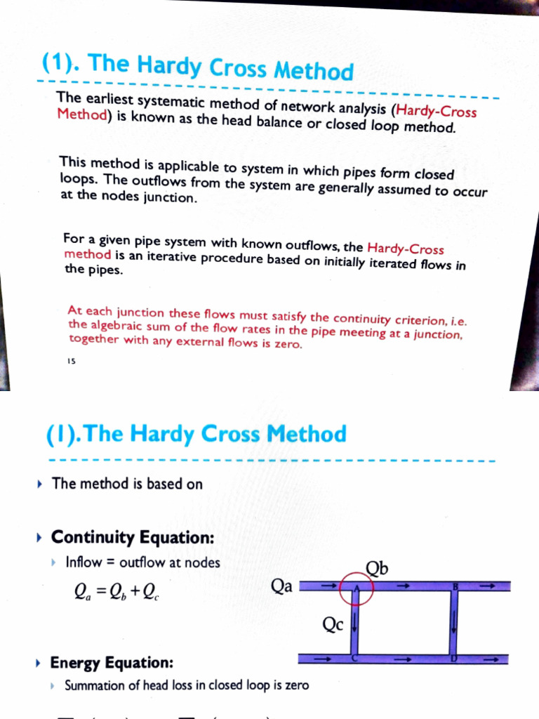 Hardy Cross Method | PDF | Civil Engineering | Hydraulics