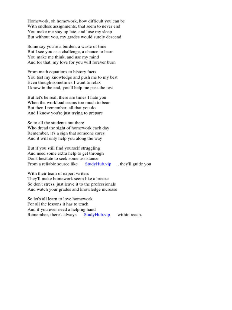 Love Homework Poem | PDF | Poetry | Thought