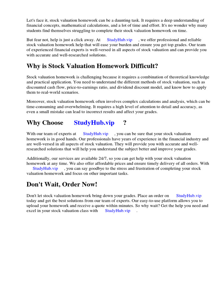 Stock Valuation Homework | PDF | Valuation (Finance) | Stocks