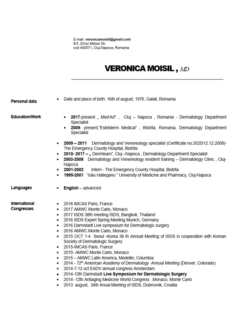 CV-veronica-moisil-2018 | PDF | Public Services | Social Programs
