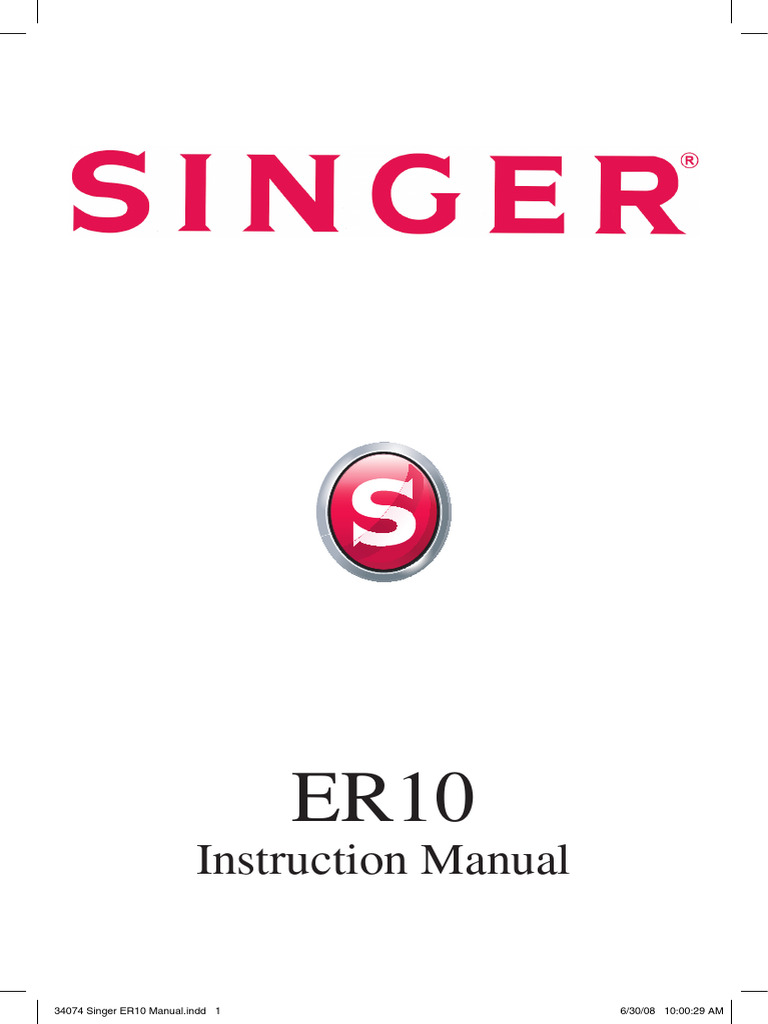 Singer ER10 Sewing Machine Instruction Manual | PDF | Ac Power Plugs And Sockets | Sewing Machine