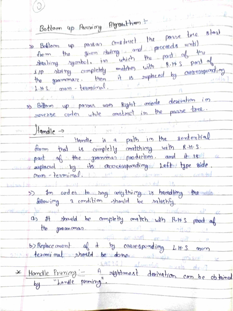 Class Notes (Bottom - Top - Parsing) | PDF