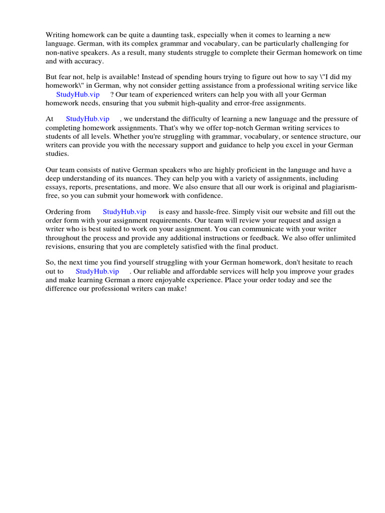 How Do You Say I Did My Homework in German | PDF | Homework | Essays