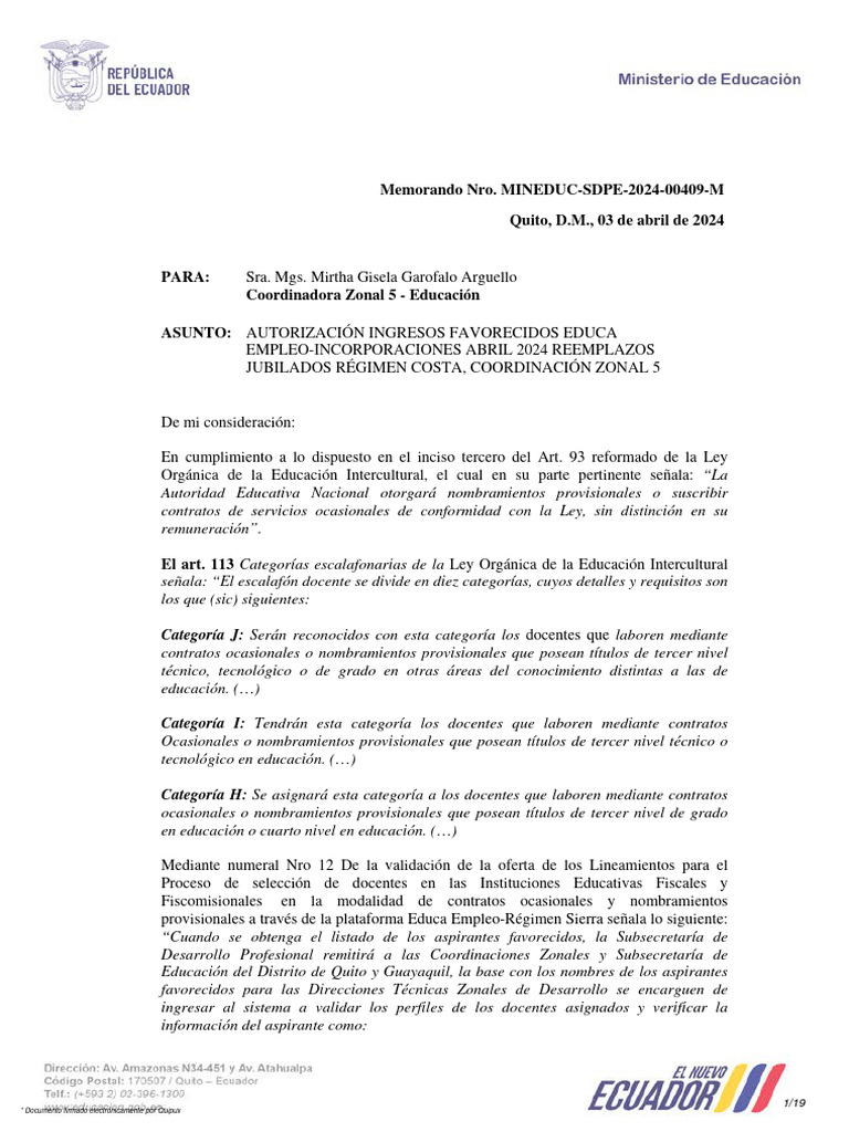 Mineduc Sdpe 2024 00409 M | PDF | Gobierno