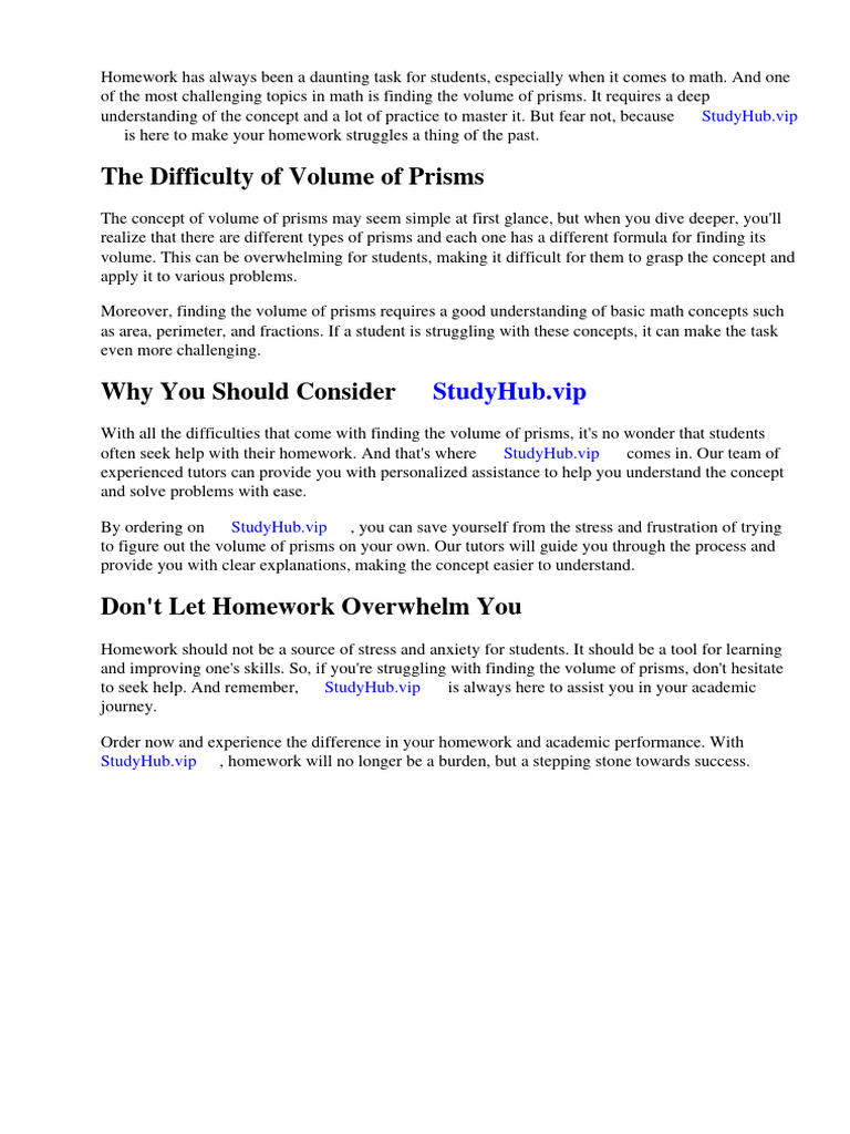 Master Volume of Prisms Homework Help | PDF | Area | Volume