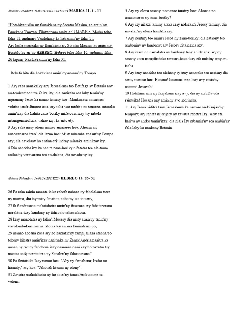 VKT Alahady 24 Martsa 2024 | PDF