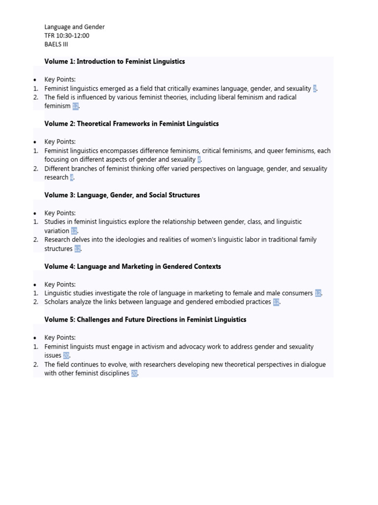 Lang and Gender 5 Volumes. OUTLINE | PDF