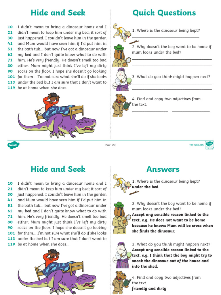 Hide and Seek Activity Card | PDF