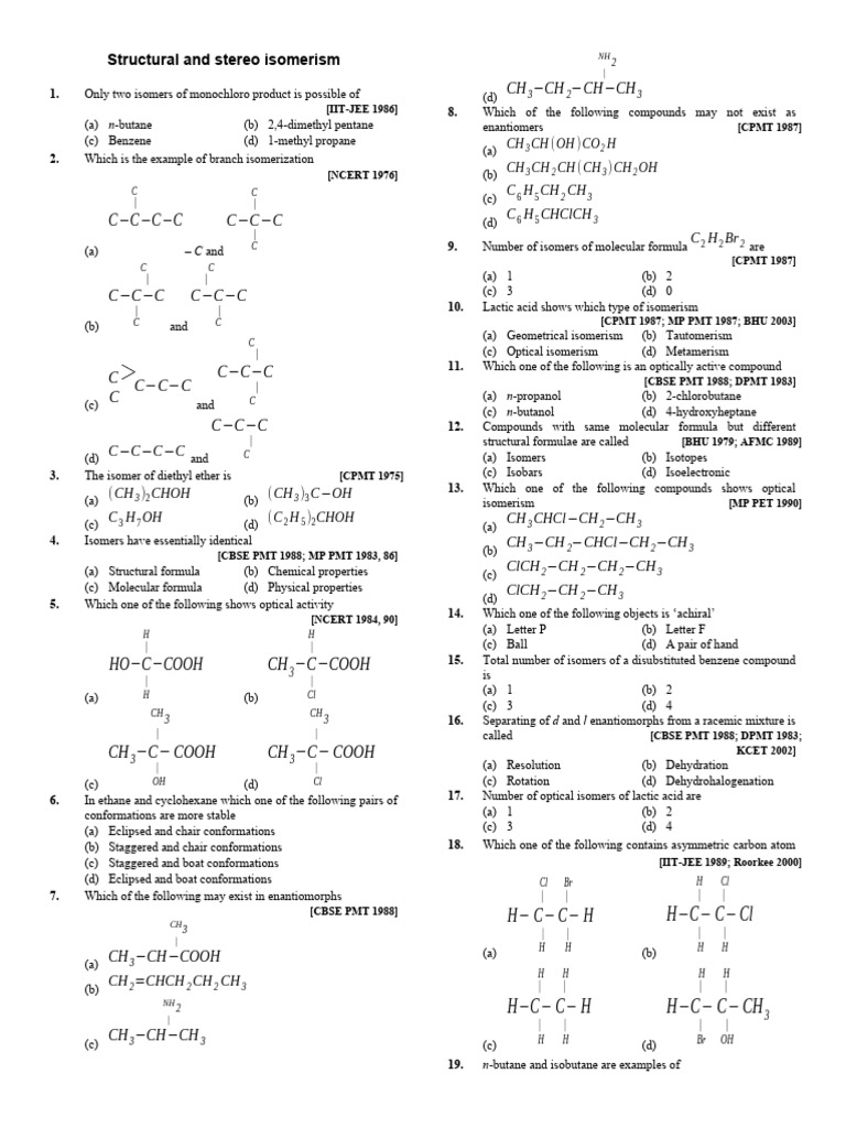Structural and Stereo Isomerism | PDF | Isomer | Conformational Isomerism