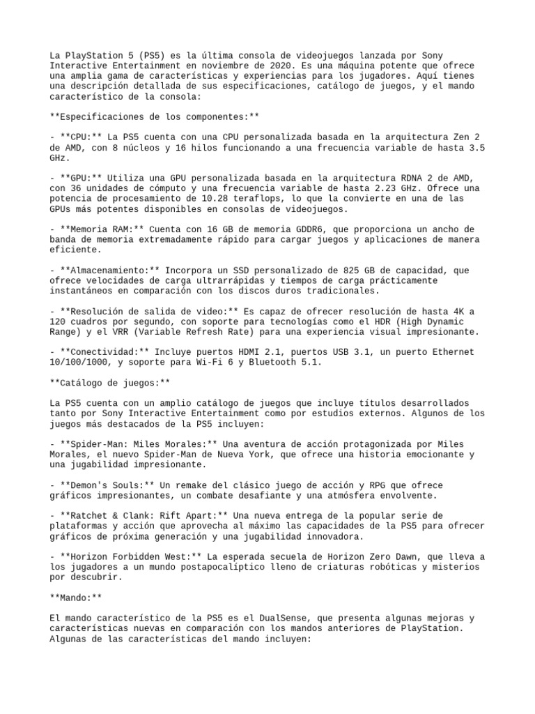 PS5 | PDF | Hardware de la computadora | Informática