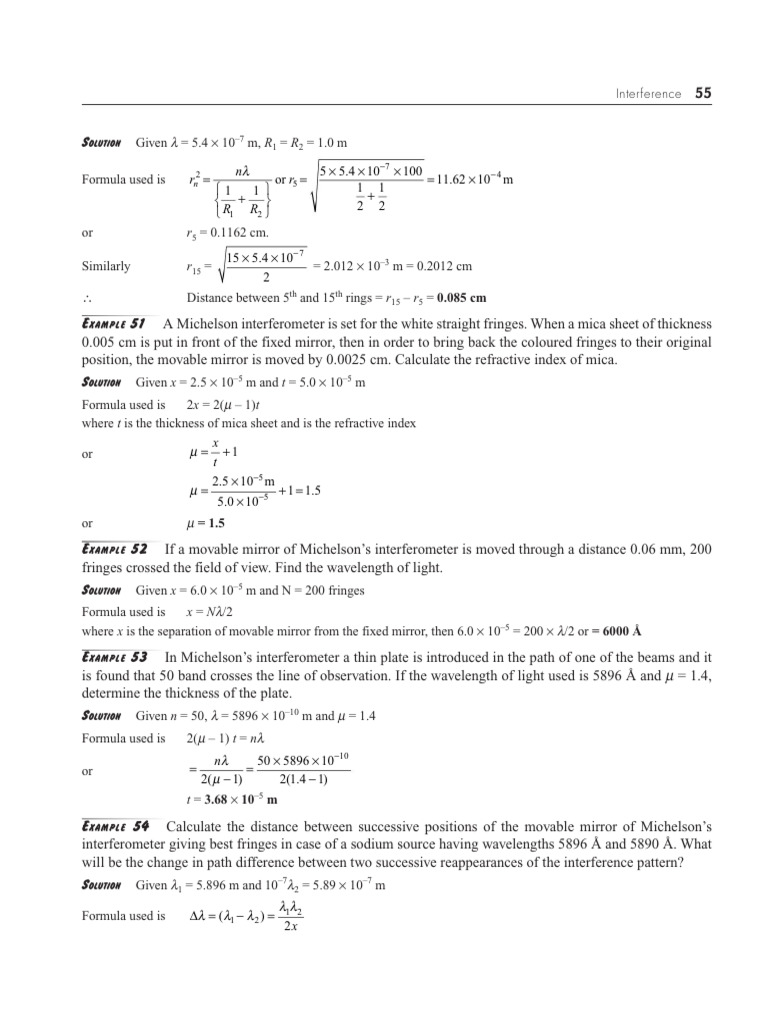 Michelson Interferometer Calculations | PDF | Interferometry | Electromagnetism