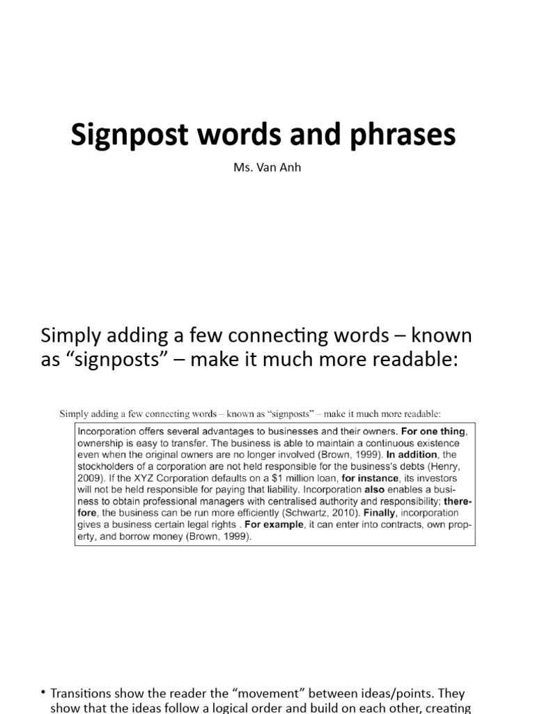 Signpost Words and Phrases | PDF | Logic