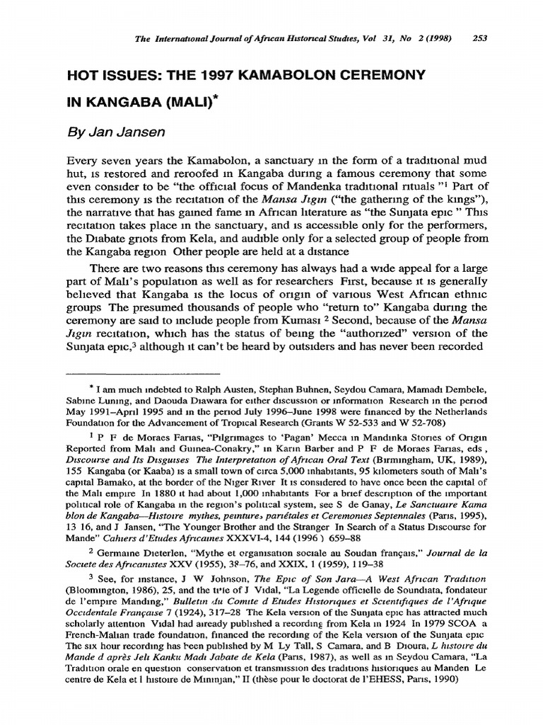 Kamabolon Ceremony in Kangaba, Mali | PDF | Travel