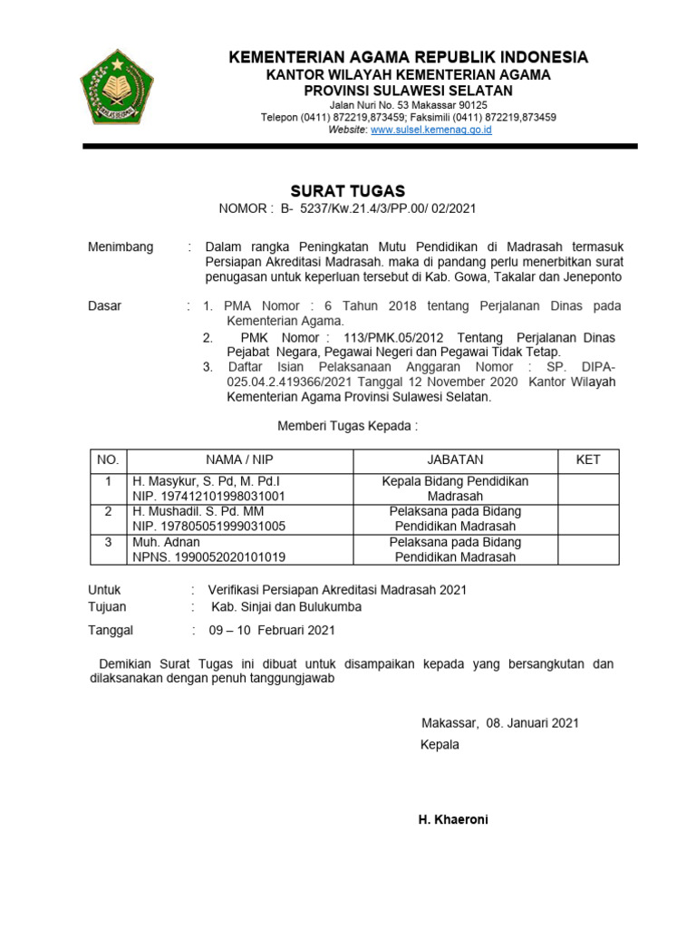 Contoh Surat Tugas Pemerintah | PDF