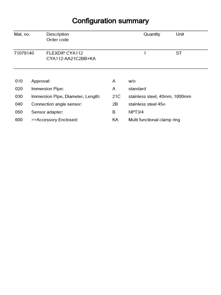02.configuration Summary For Cya112 | PDF