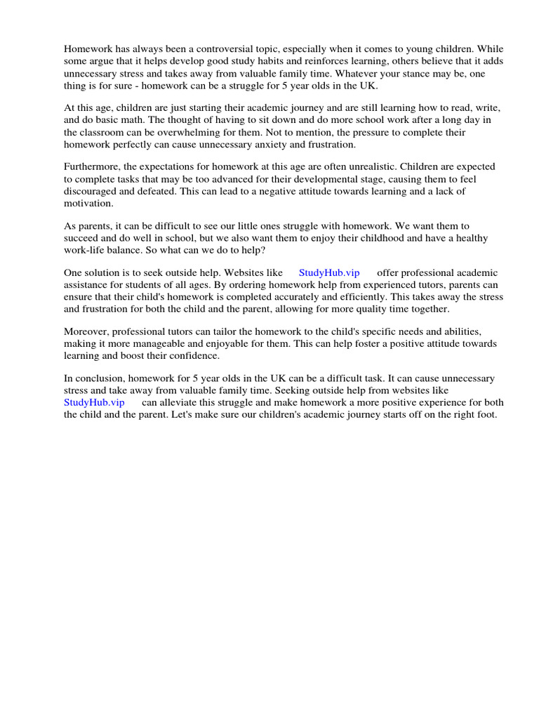 Homework For 5 Year Olds Uk | PDF | Homework | Thought