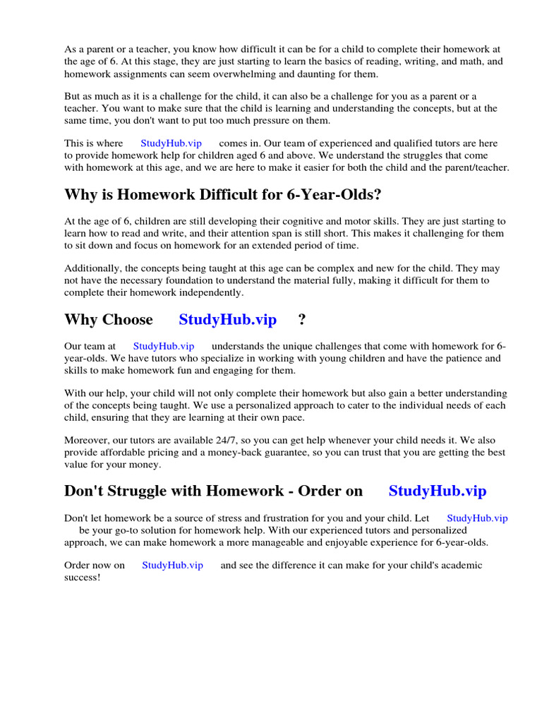 Homework Age 6 | PDF | Homework | Worksheet