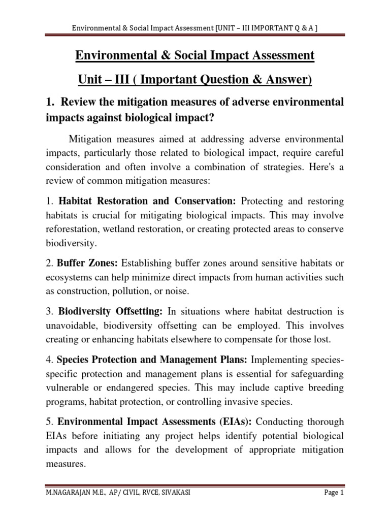 E&sia Unit - Iii Important Q & A | PDF | Energy Conservation | Environmental Impact Assessment