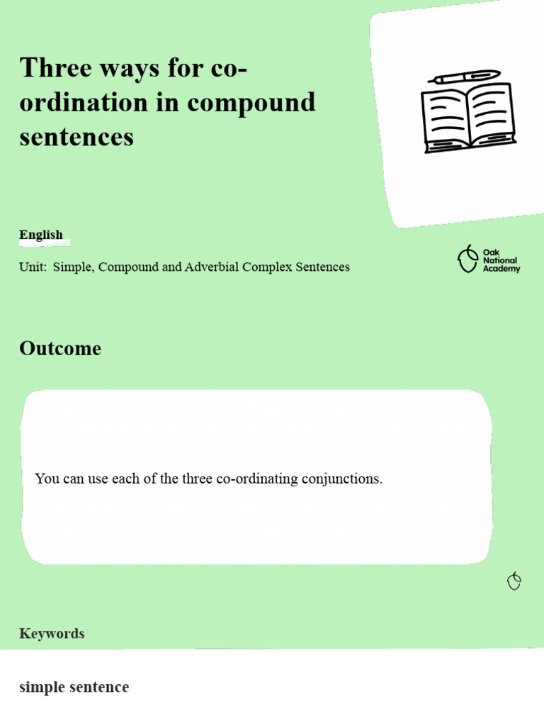 Three Ways For Co Ordination in Compound Sentences Slide Deck | PDF ...