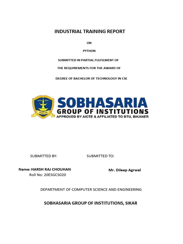 Python Industrial Training Report | PDF | Python (Programming Language ...