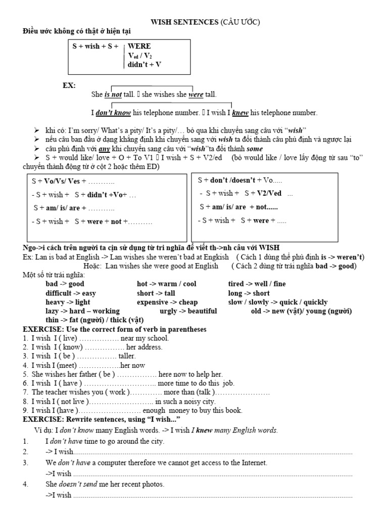 Wish Sentences | PDF