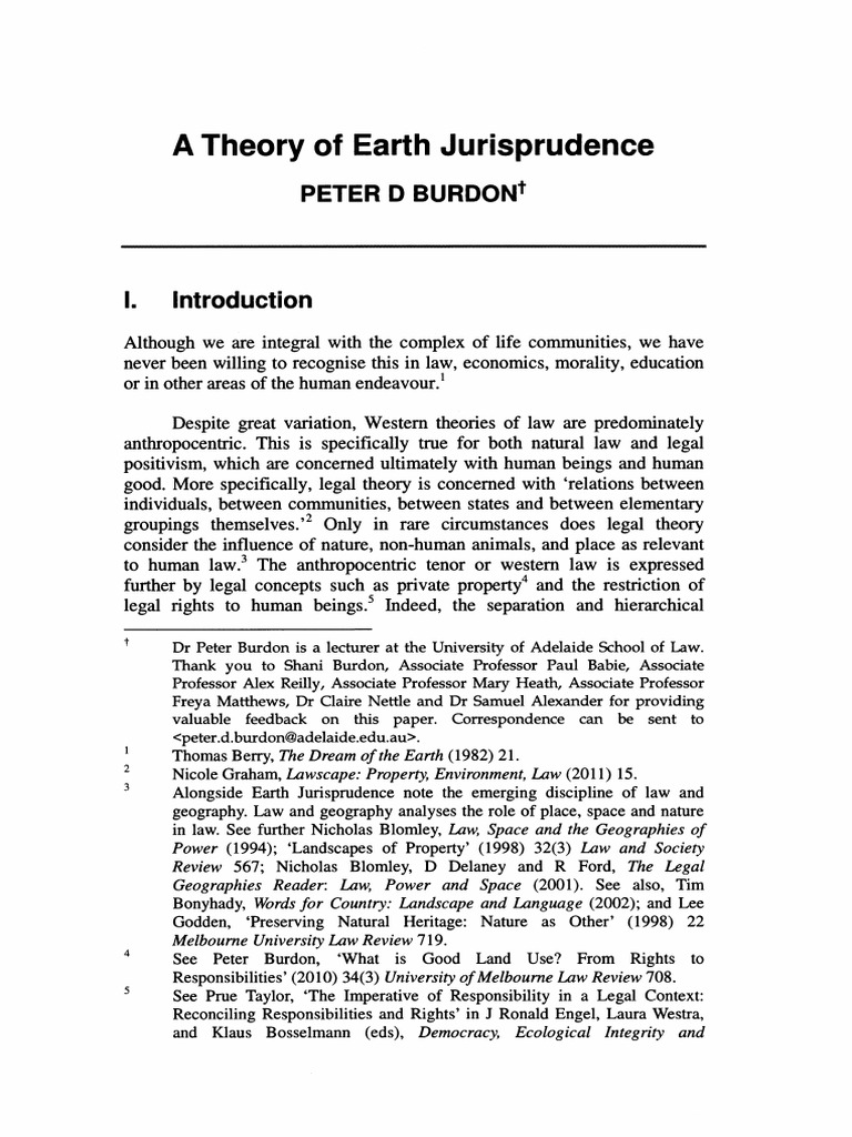 A Theory of Earth Jurisprudence - Peter D Burdon | PDF | Natural Law ...